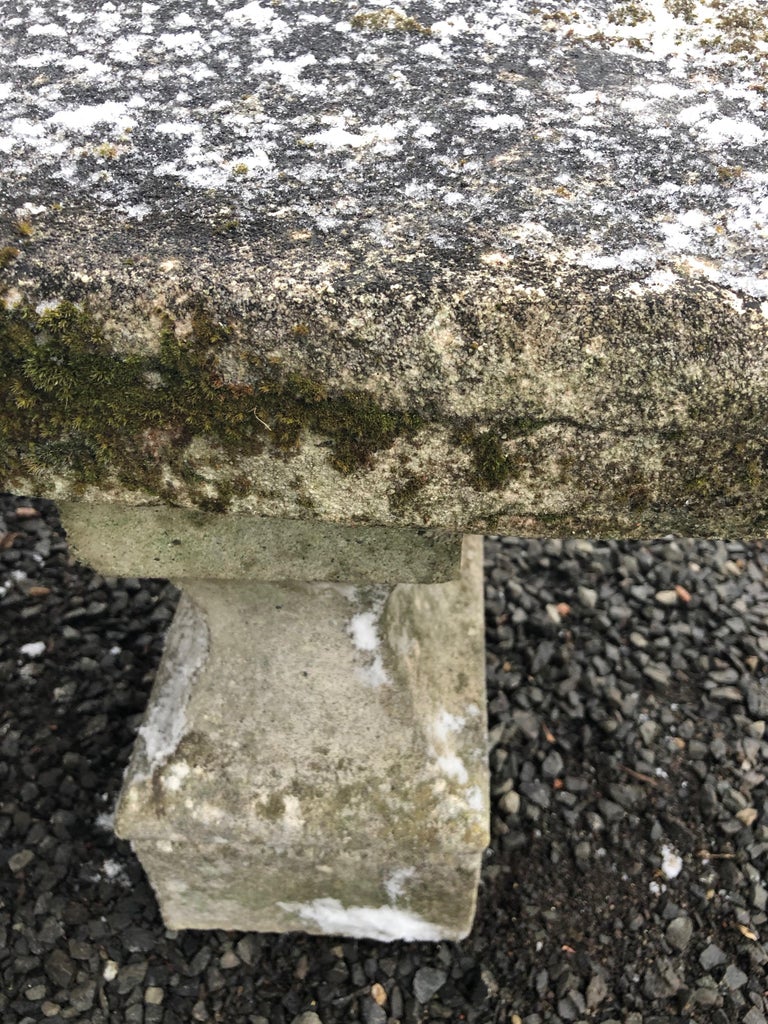 Pair of Large French Curved Cast Stone Benches with Exceptional Patina ...