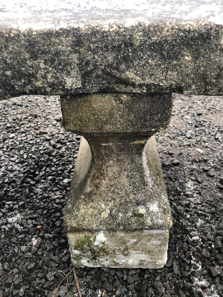 Pair of Large French Curved Cast Stone Benches with Exceptional Patina ...
