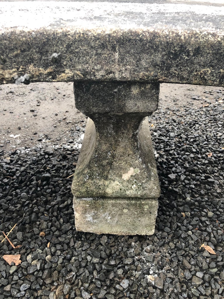 Pair of Large French Curved Cast Stone Benches with Exceptional Patina ...