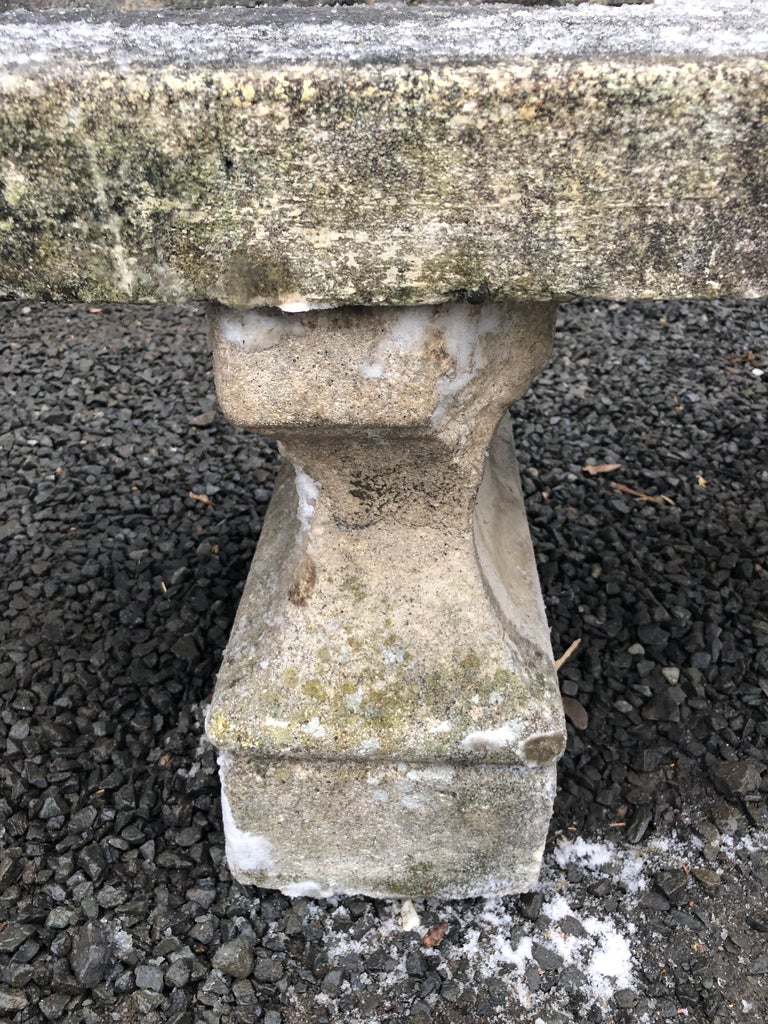 Pair of Large French Curved Cast Stone Benches with Exceptional Patina ...