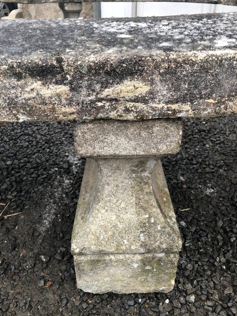 Pair of Large French Curved Cast Stone Benches with Exceptional Patina ...