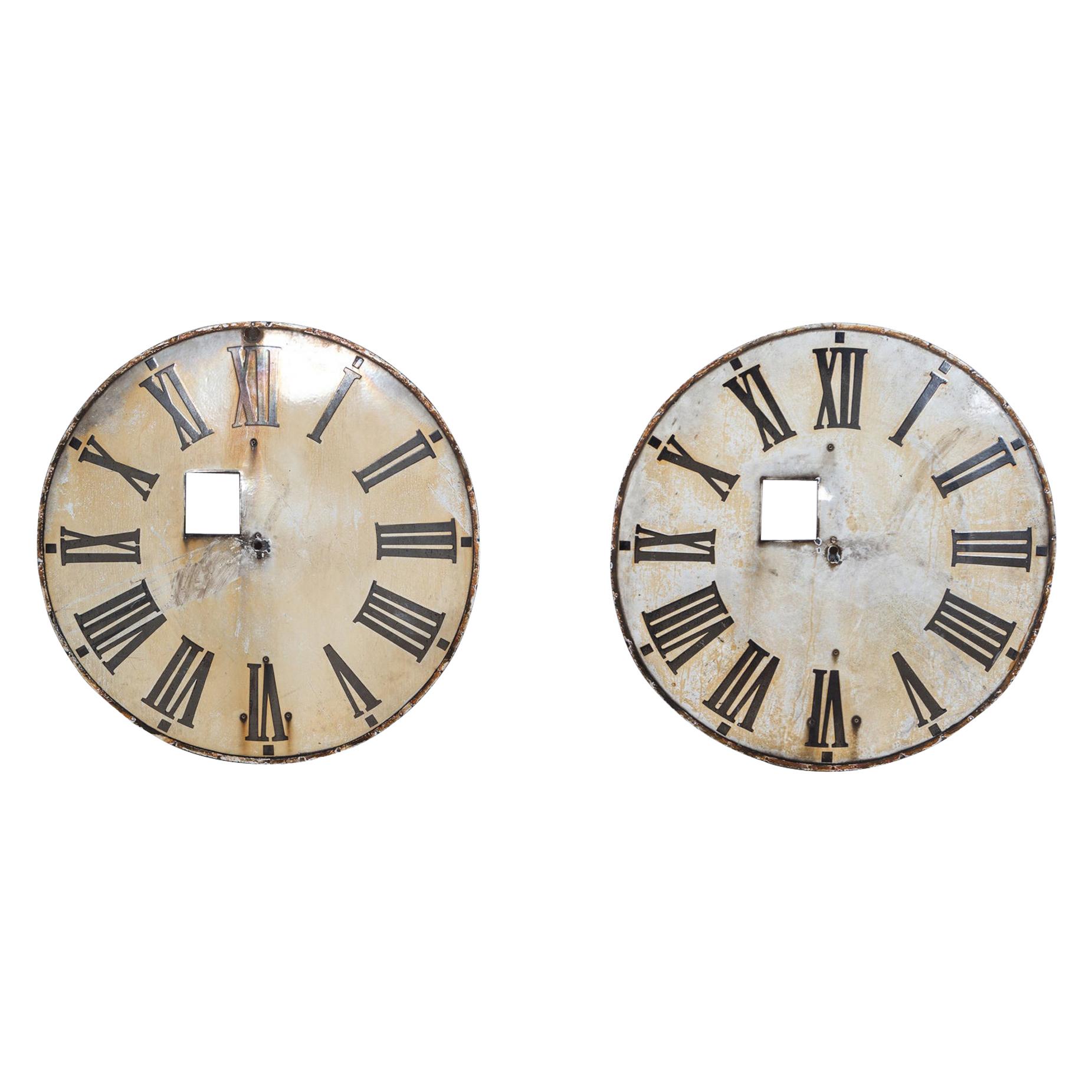 Antique Large Metal Clock Face with Hands For Sale at 1stDibs