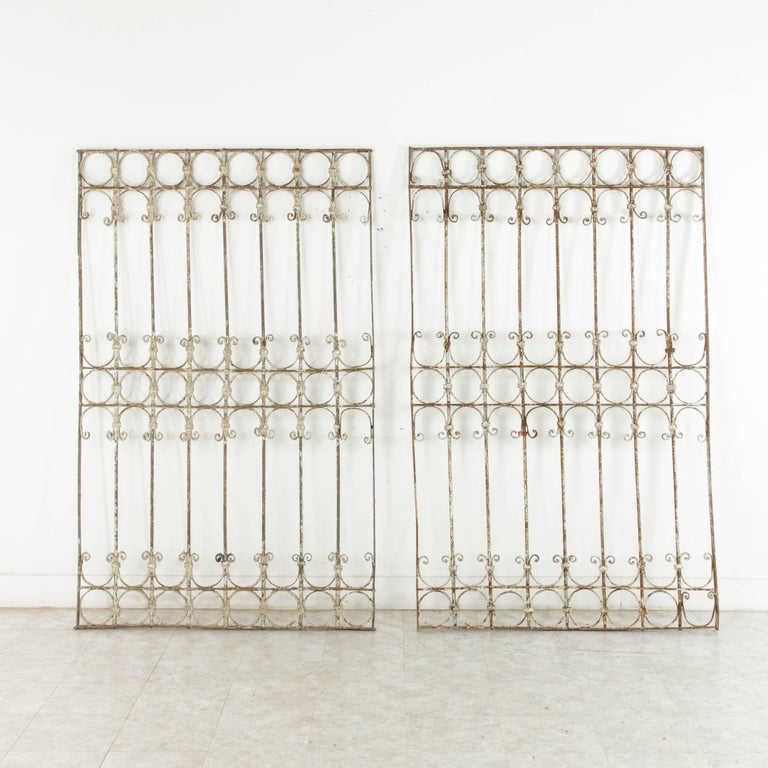Pair of Large French Hand-Forged Iron Partitions, Grills, Gates at 1stDibs