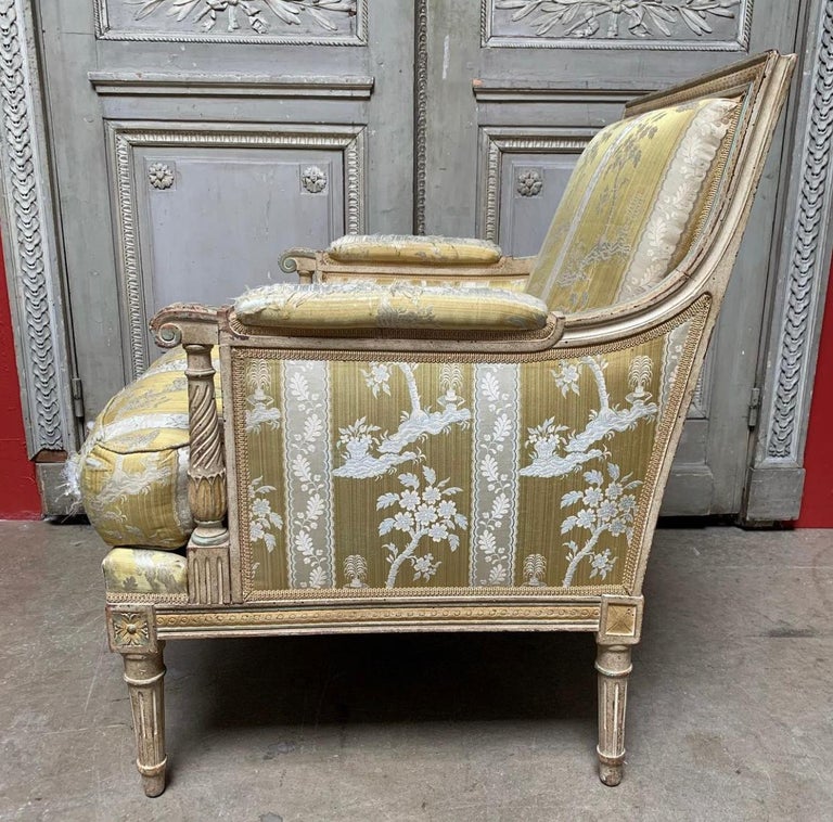 Pair of Large French Louis XVI Style Bergeres with a Painted Finish For ...