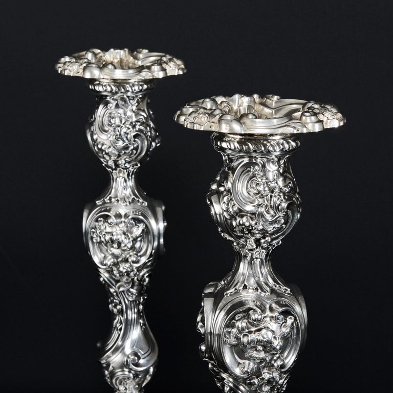 Pair of Large George IV Silver Candlesticks, 1821 For Sale at 1stDibs