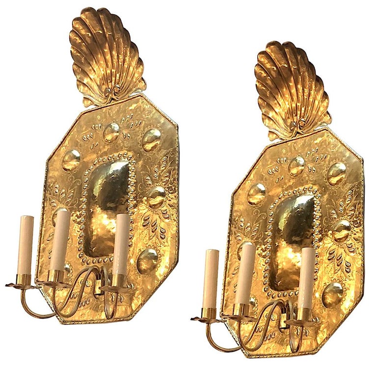 Pair of Large Gilt Dutch Sconces For Sale at 1stDibs