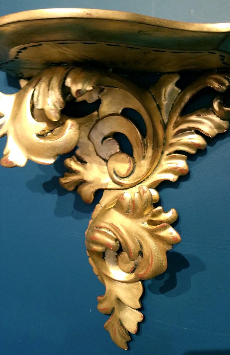 Pair of Large Gilt Scroll Wood Shelves For Sale at 1stDibs