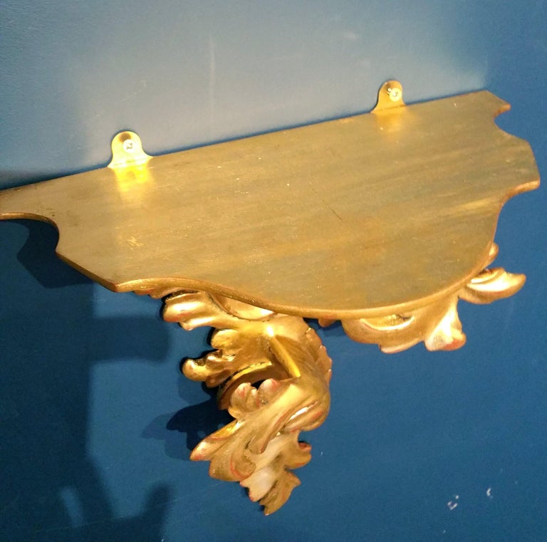 Pair of Large Gilt Scroll Wood Shelves For Sale at 1stDibs