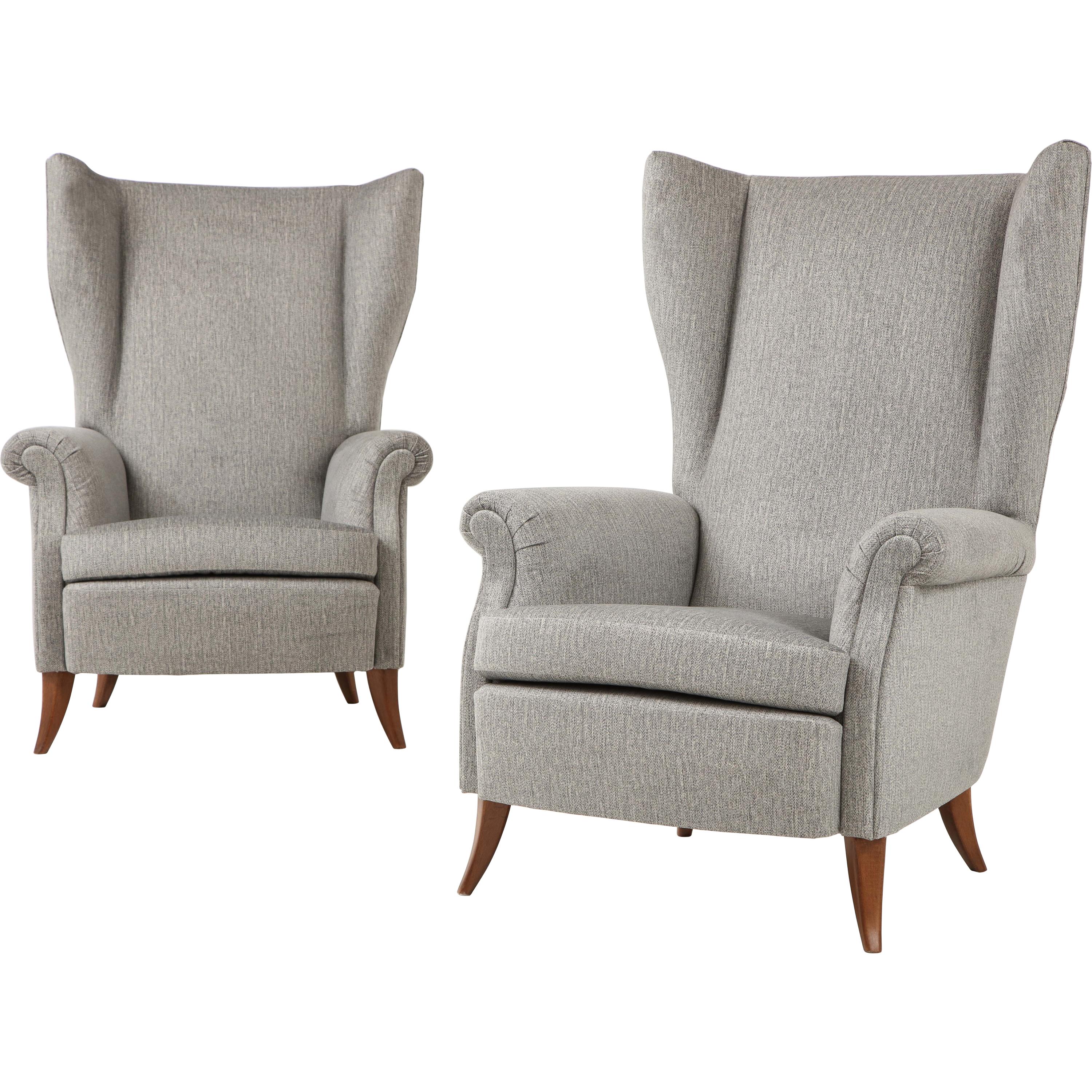 Pair of Large Gio Ponti Style Midcentury Gray Italian Lounge Chairs at ...