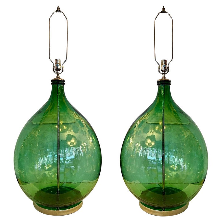 Pair Of Large Glass Bottle Table Lamps For Sale At 1stdibs