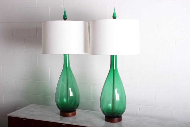 Pair of Large Glass Lamps by Blenko at 1stDibs