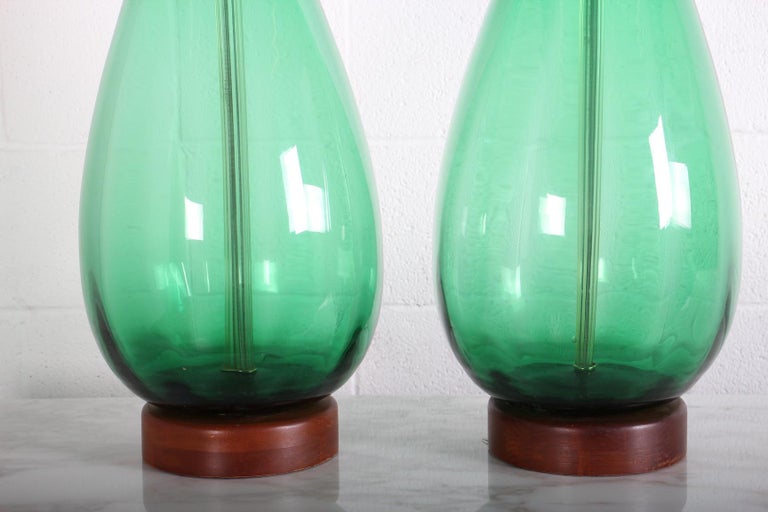 Pair of Large Glass Lamps by Blenko at 1stDibs