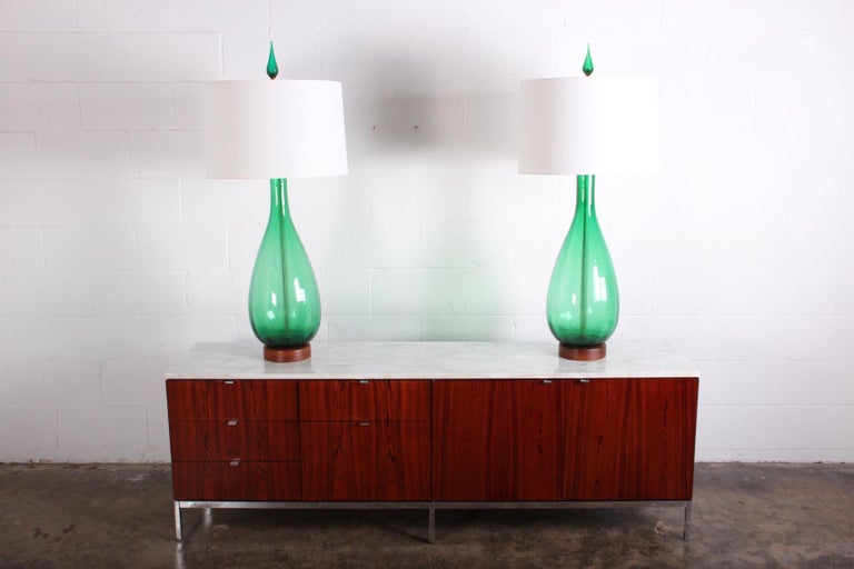Pair of Large Glass Lamps by Blenko at 1stDibs