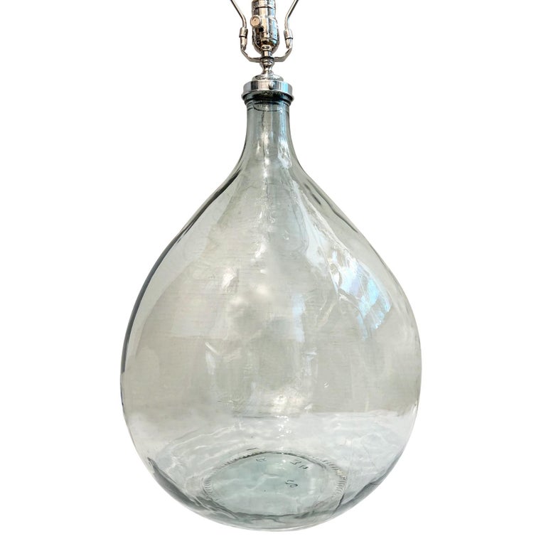Pair of Large Glass Lamps For Sale at 1stDibs