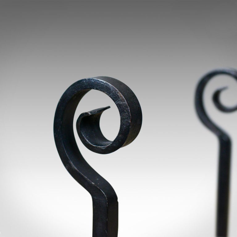 Pair of Large, Gothic, Wrought Iron Fire Dogs, Medieval Revival ...