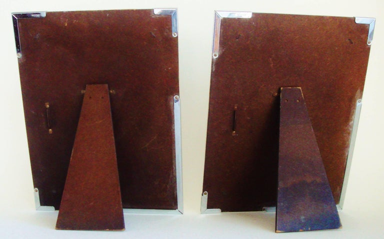 Pair of Large Iconic English Art Deco Chrome Geometric Photo Frames by ...