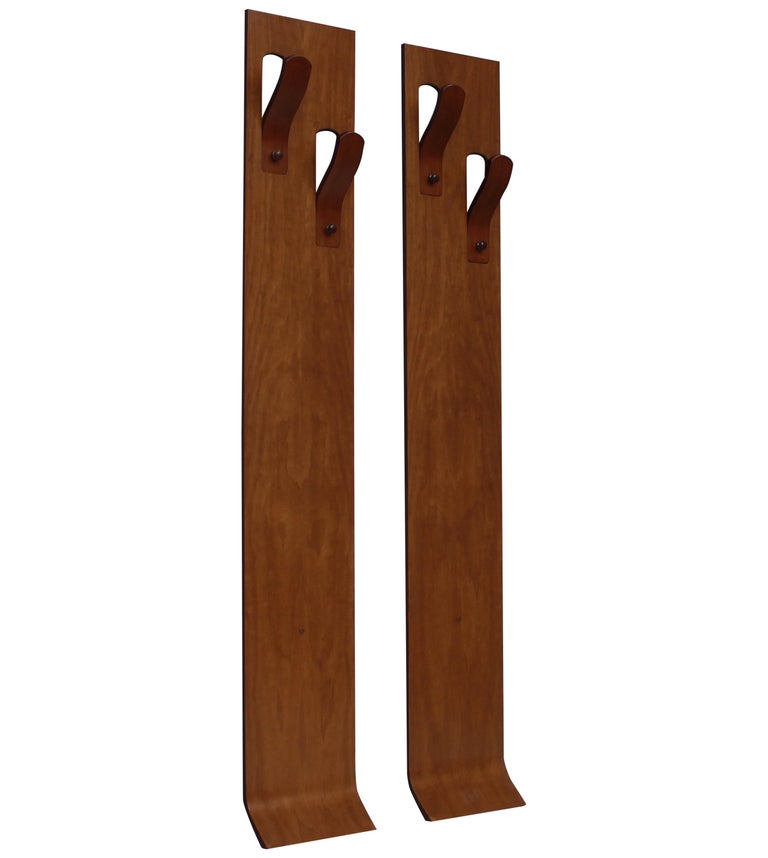 Pair of Large Italian Coat Racks in Cherry Plywood, 1960s For Sale at ...