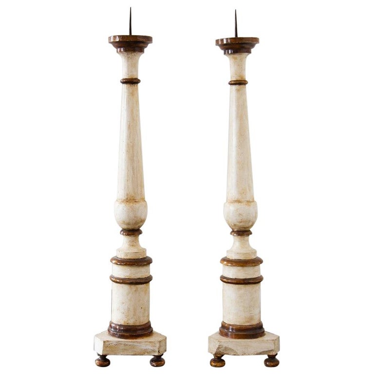 Pair of Large Italian Floor Pricket Sticks, circa 1780 For Sale at 1stDibs