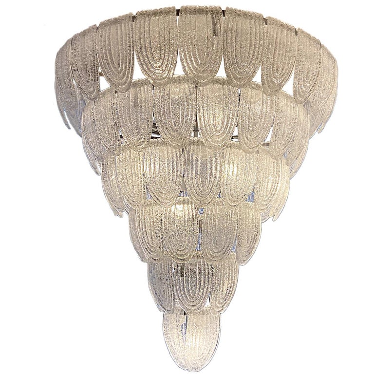 Pair of Large Italian Molded Glass Chandeliers, Sold Individually For ...