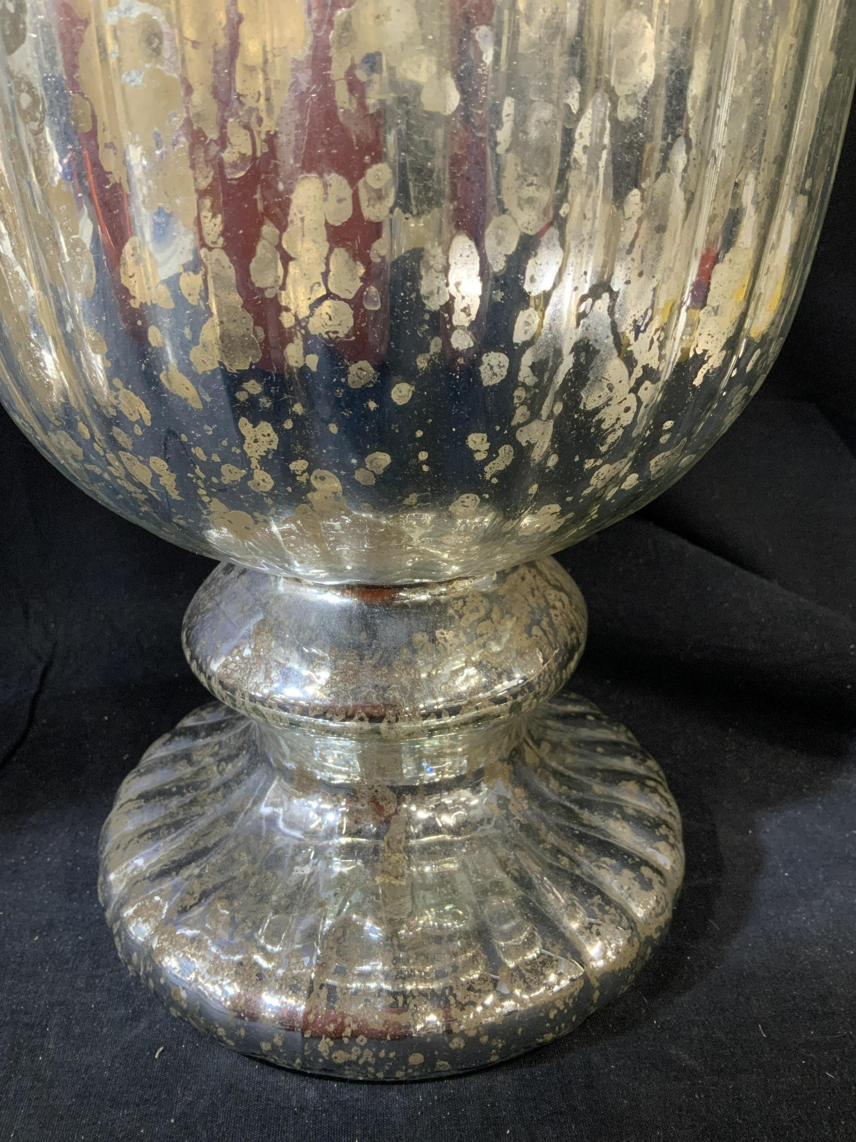 Pair of Large Mercury Glass Lidded Urns at 1stDibs | mercury glass urn ...