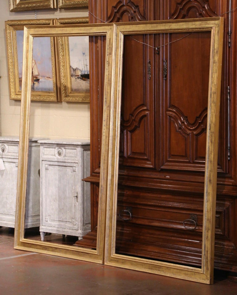 Pair of Large Mid-Century French Carved Giltwood Frames For Sale at 1stDibs