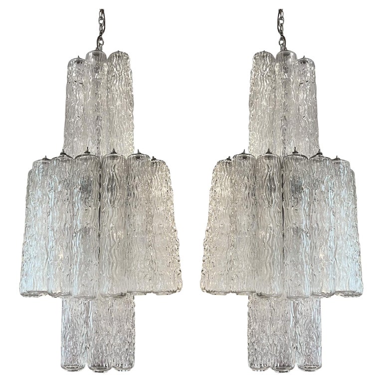 Pair of Large Mid Century Italian Chandeliers For Sale at 1stDibs