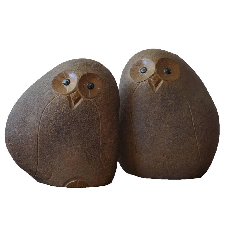 Pair of Large Midcentury Owl Sculptures, 1960s at 1stDibs