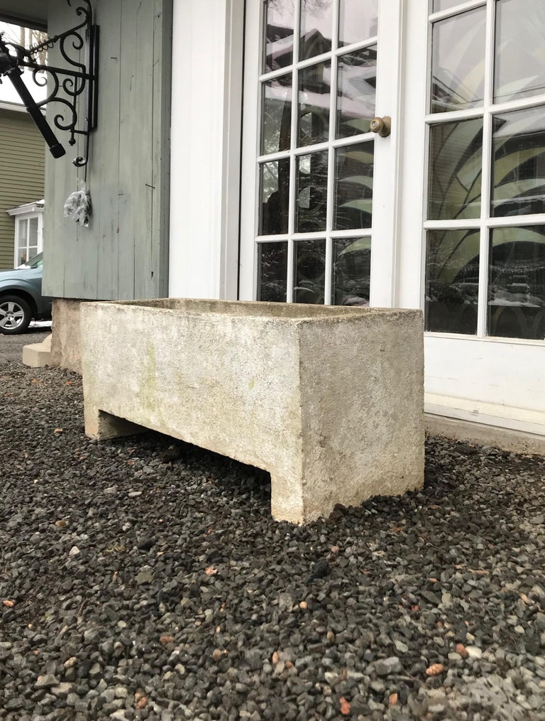 Pair of Large Minimalist French Rectangular Cast Stone Planters at 1stDibs