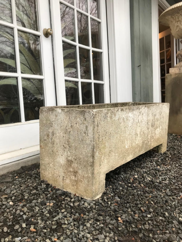 Pair of Large Minimalist French Rectangular Cast Stone Planters at 1stDibs