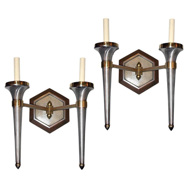 Pair of Large Moderne Sconces For Sale at 1stDibs