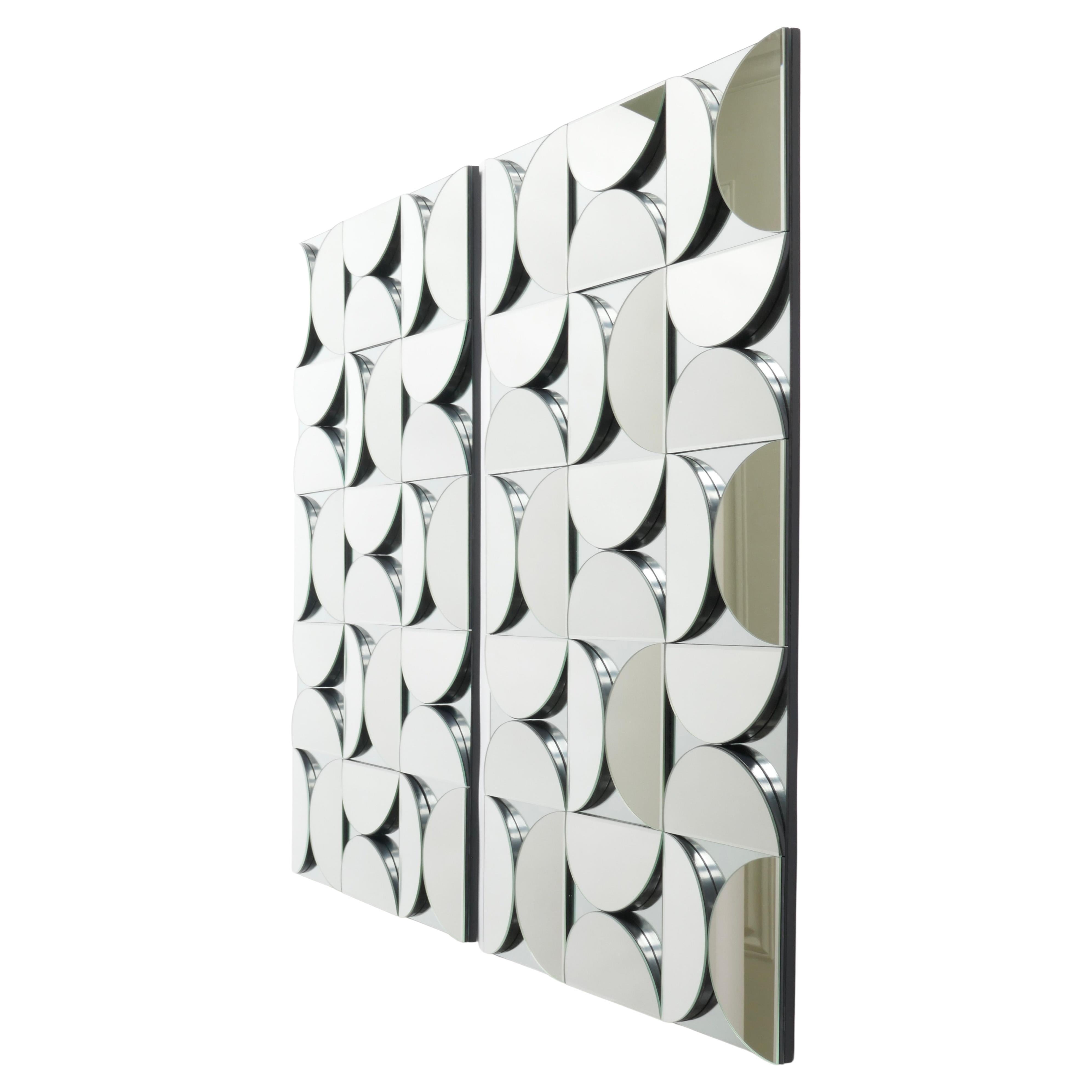 Pair Of Large Multi Faceted Mirrors After Neal Small At 1stdibs