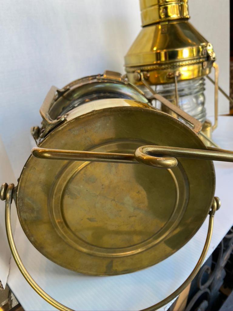 Pair of Large Nautical Antique Brass Anchor Lanterns at 1stDibs