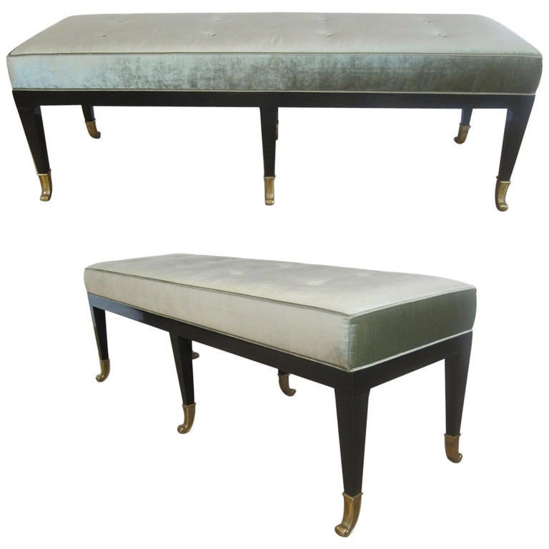 Pair of Large Neoclassical Style Upholstered Benches at 1stDibs