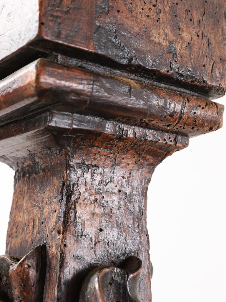 Pair of Large Oak Renaissance Candlesticks For Sale at 1stDibs