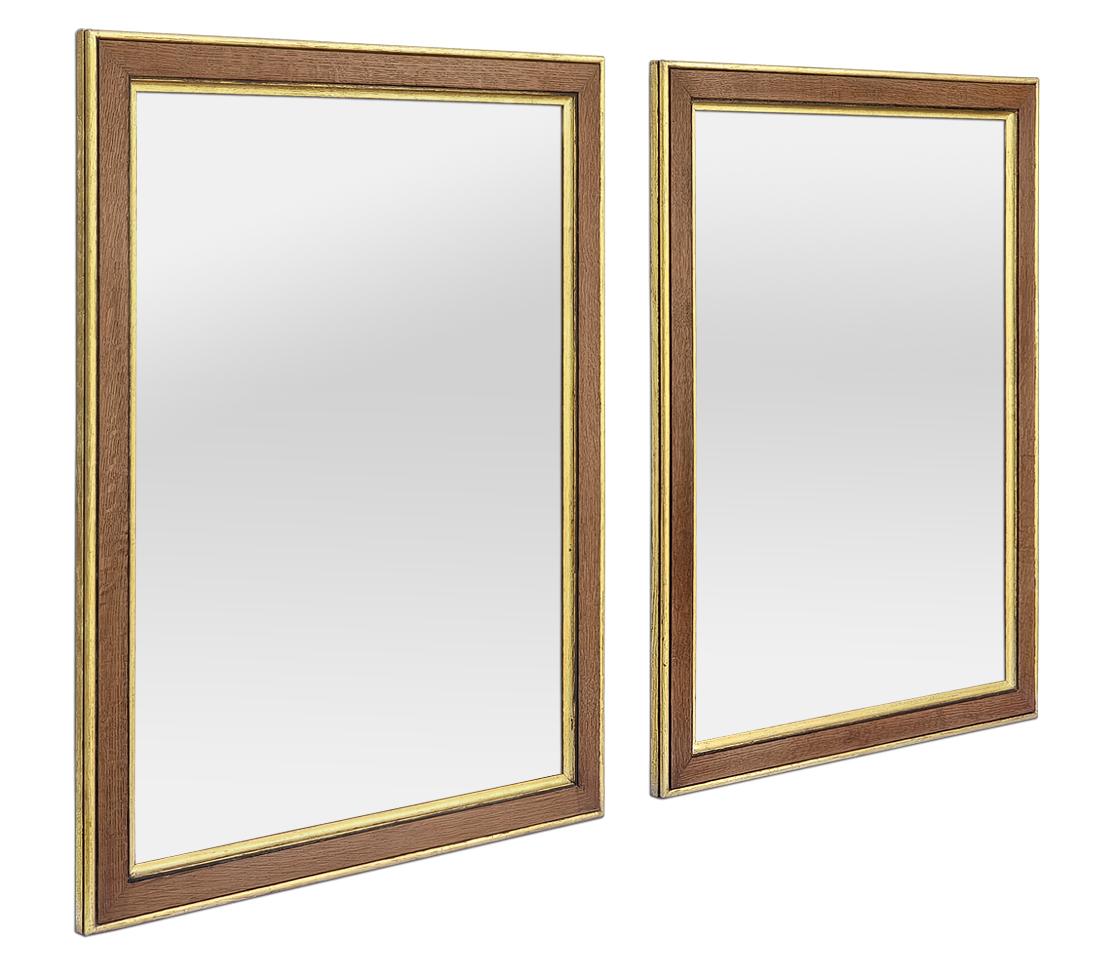 Pair of Large Oak Wood Mirrors with Gilded Fillets, circa 1890 For Sale ...