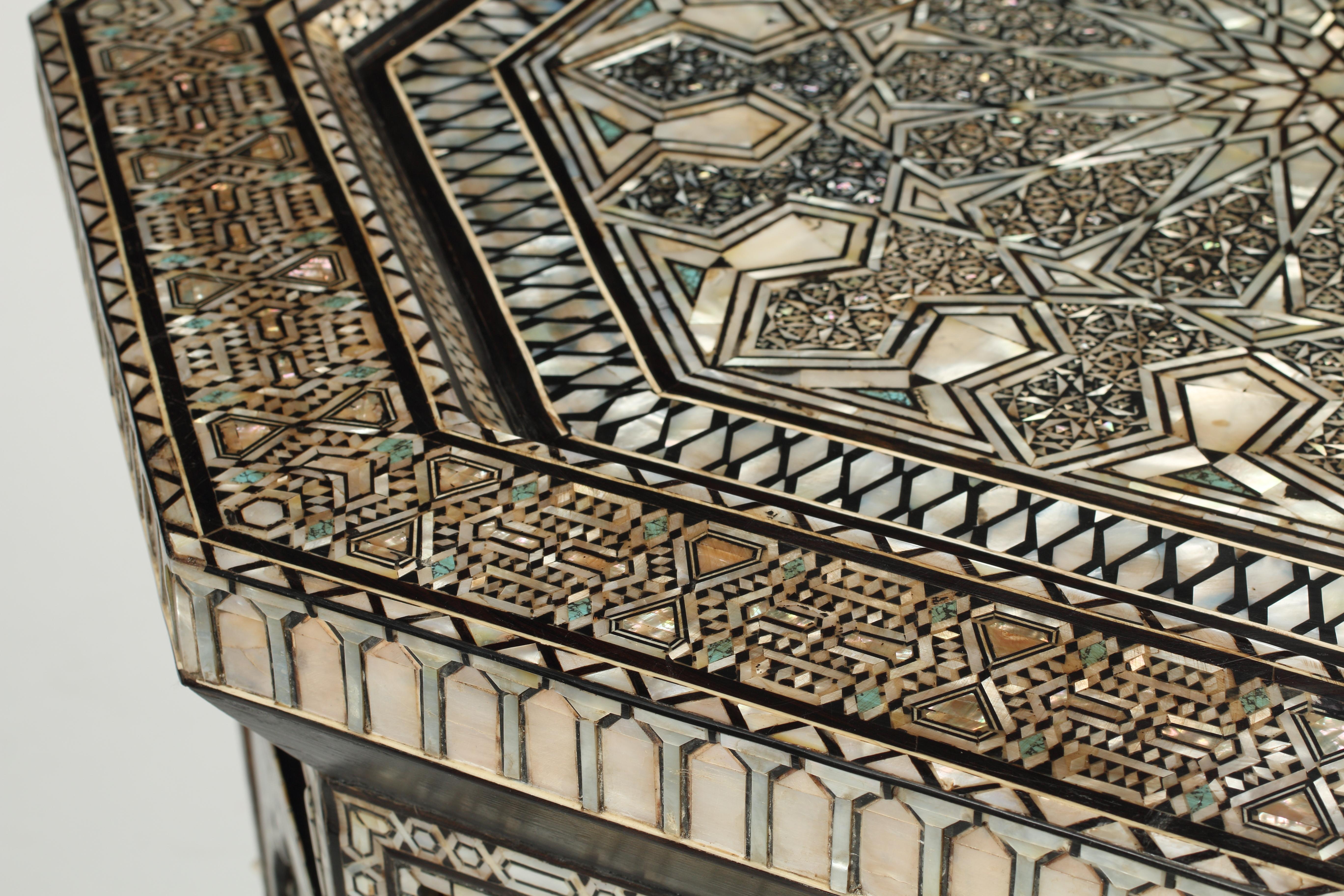 Pair of Large Octagonal Levantine Mother of Pearl Inlaid Tables For ...