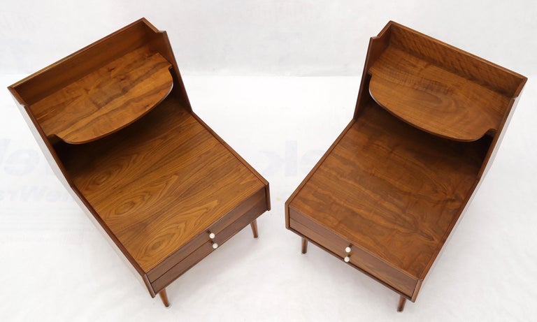Pair of Large Oversize Two-Drawer Walnut Step End Side Tables by Drexel ...