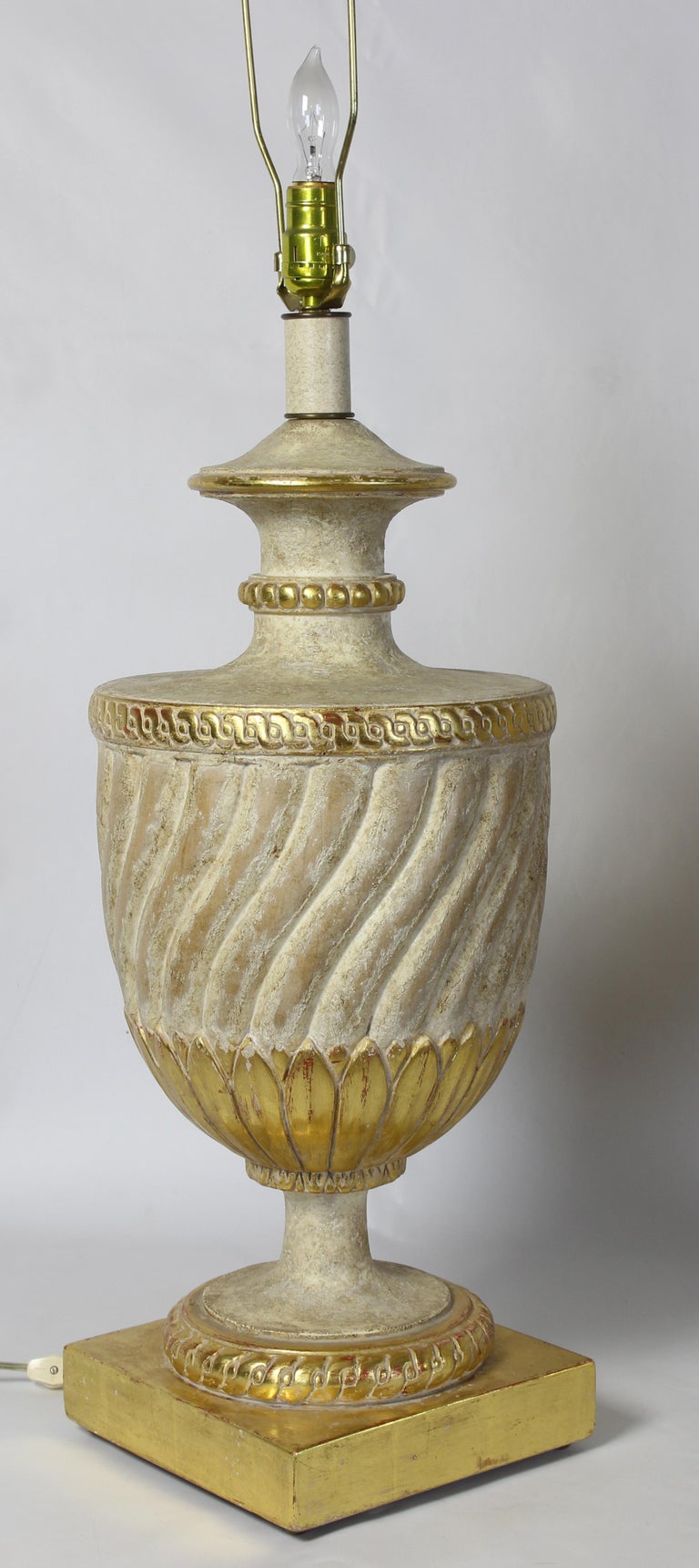 Pair of Large Painted and Gilt Decorated Lamps at 1stDibs