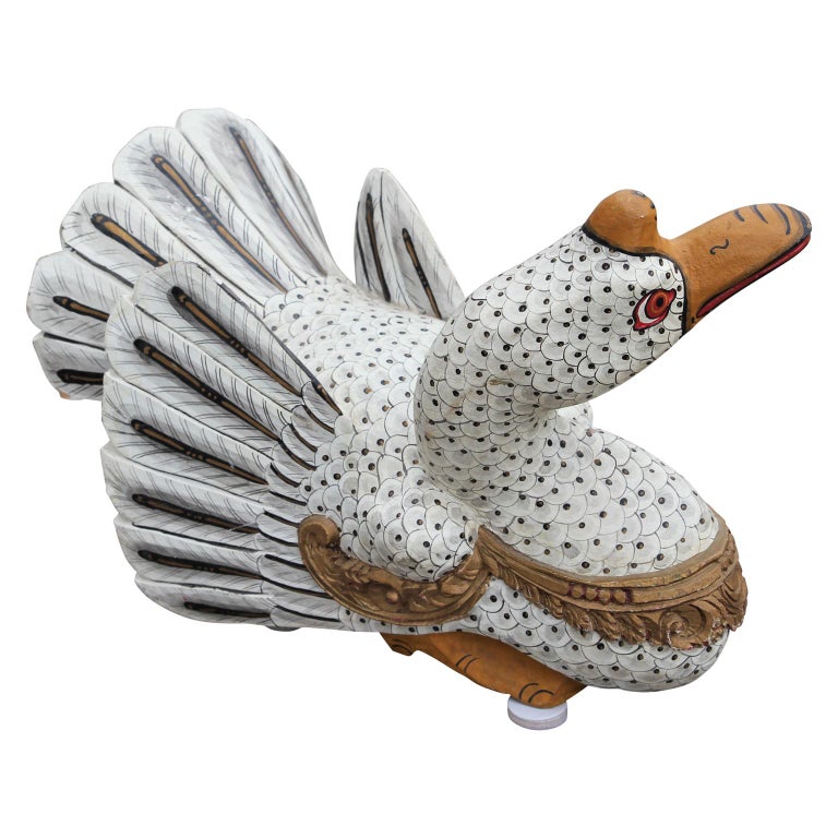 Pair of Large Painted Wooden Modern Italian Folk Art Carved Ducks ...