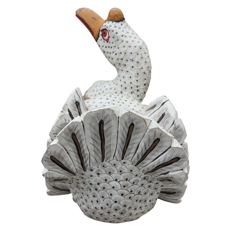 Pair of Large Painted Wooden Modern Italian Folk Art Carved Ducks ...