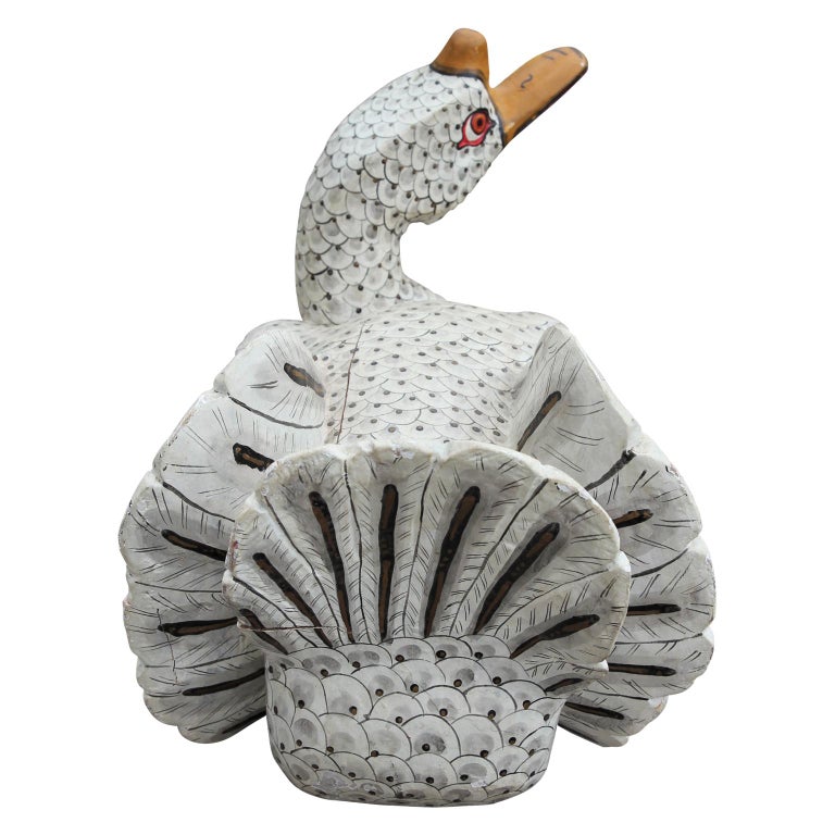 Pair of Large Painted Wooden Modern Italian Folk Art Carved Ducks ...