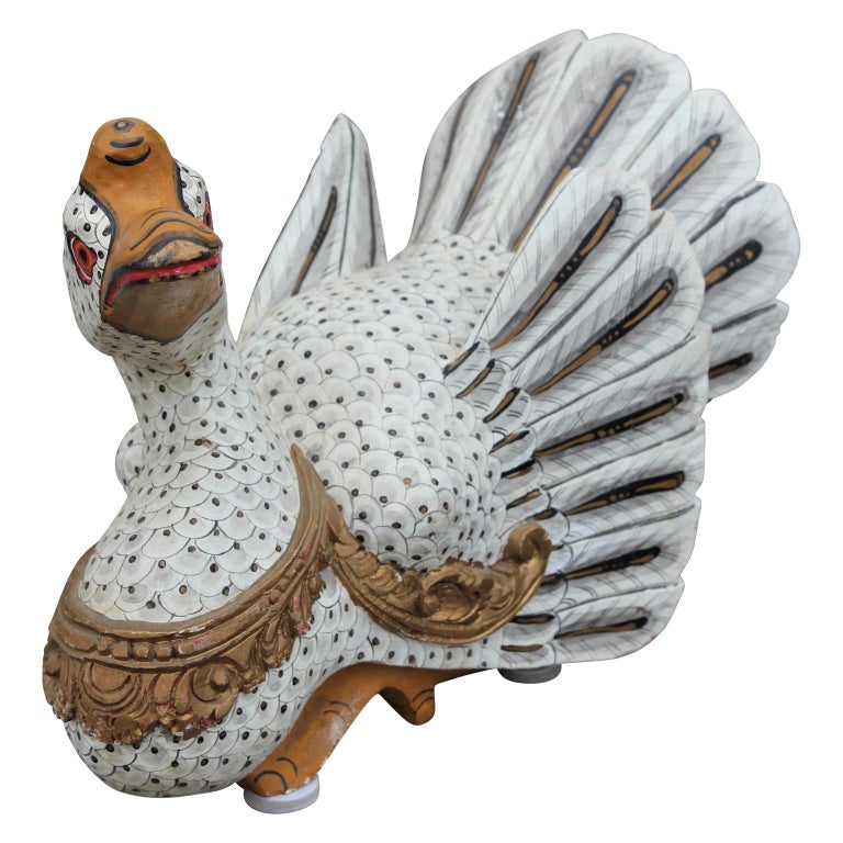 Pair of Large Painted Wooden Modern Italian Folk Art Carved Ducks ...
