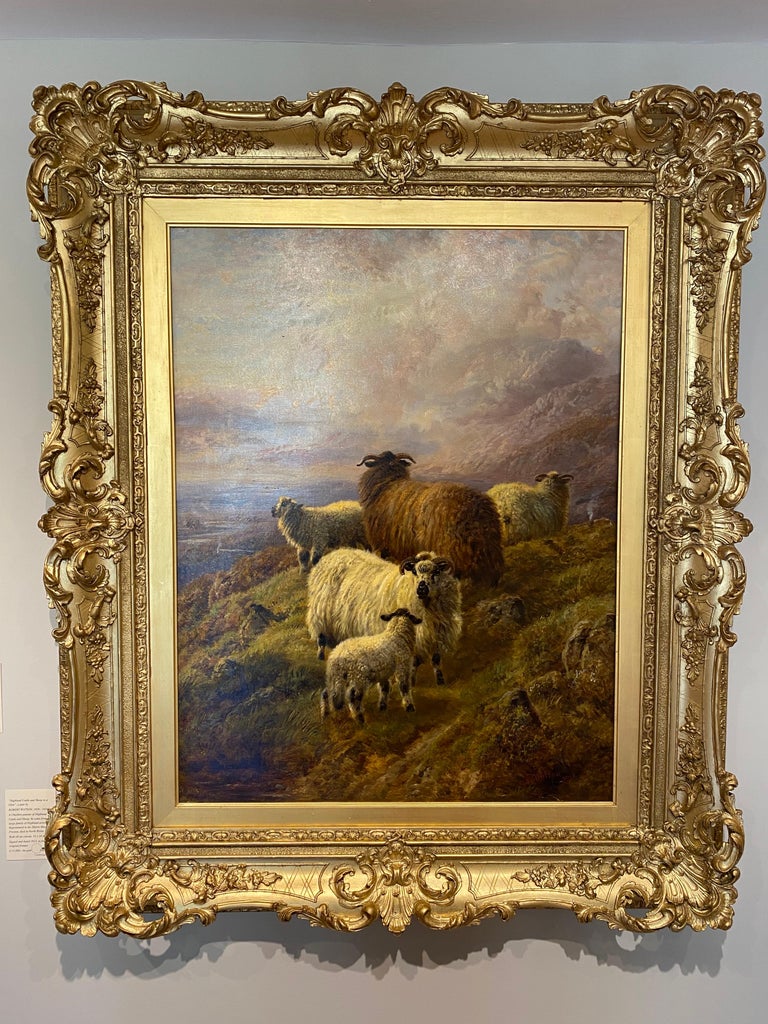 Pair of Large Paintings by Robert Watson "Highland Cattle and Sheep in ...