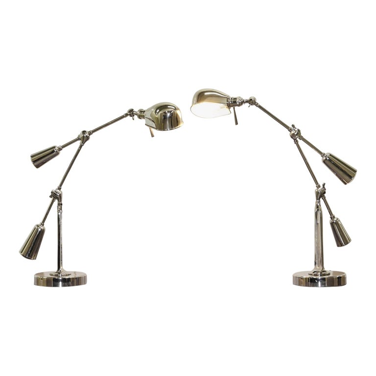 Pair of Large Ralph Lauren Boom Arm 1967 Articulated Table Lamps Tilt ...