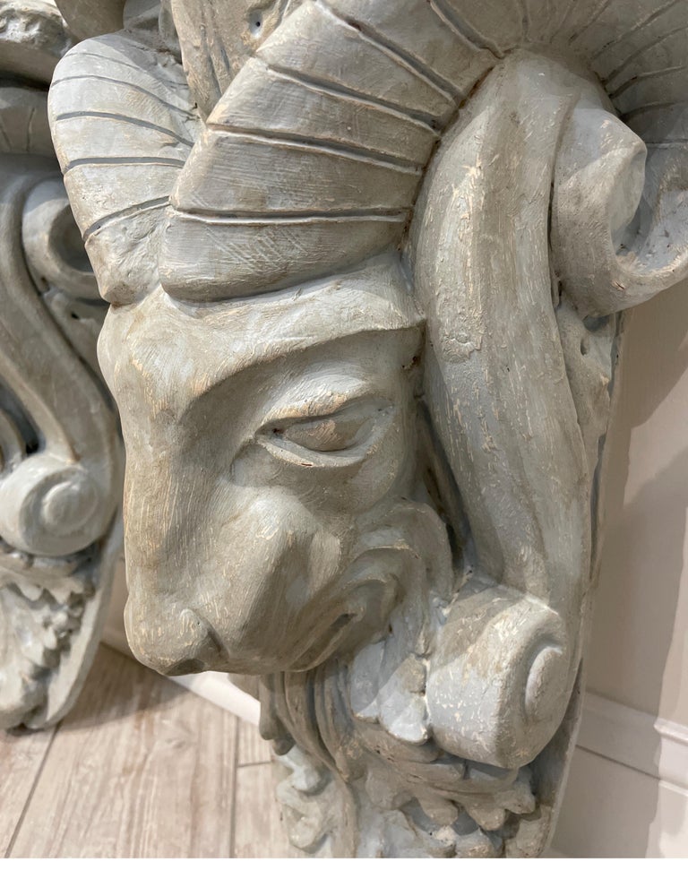 Pair of Large Rams Head Wall Brackets For Sale at 1stDibs