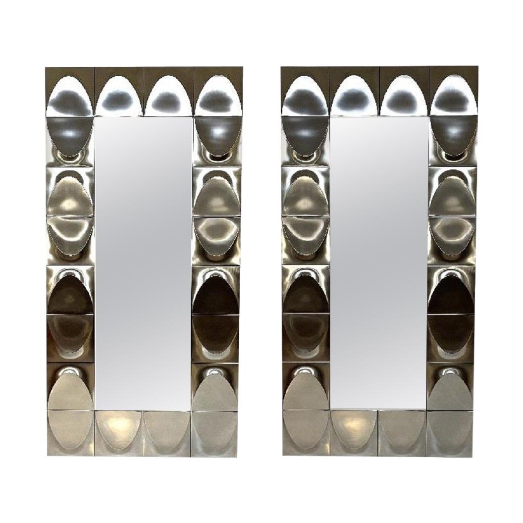 Pair of Large Rectangular Chrome Mirrors at 1stDibs