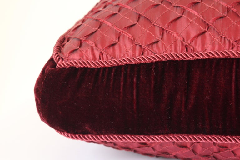 Pair of Large Red Decorative Silk Pillows For Sale at 1stDibs