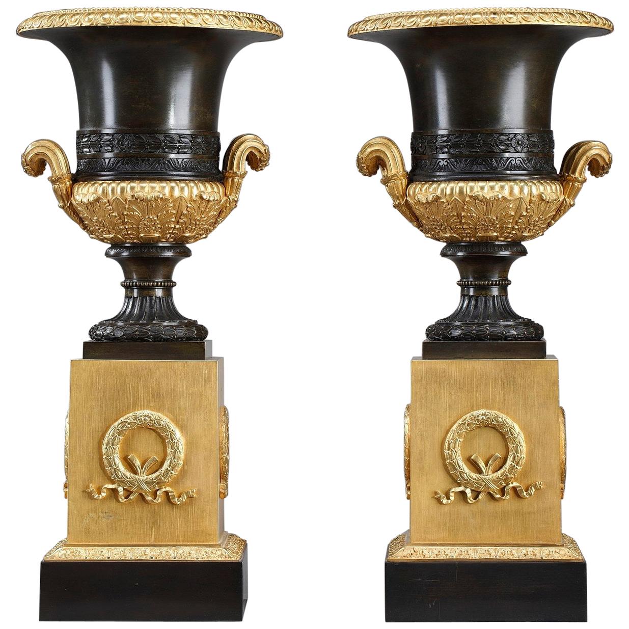 Pair of Small Medicis Vases For Sale at 1stDibs