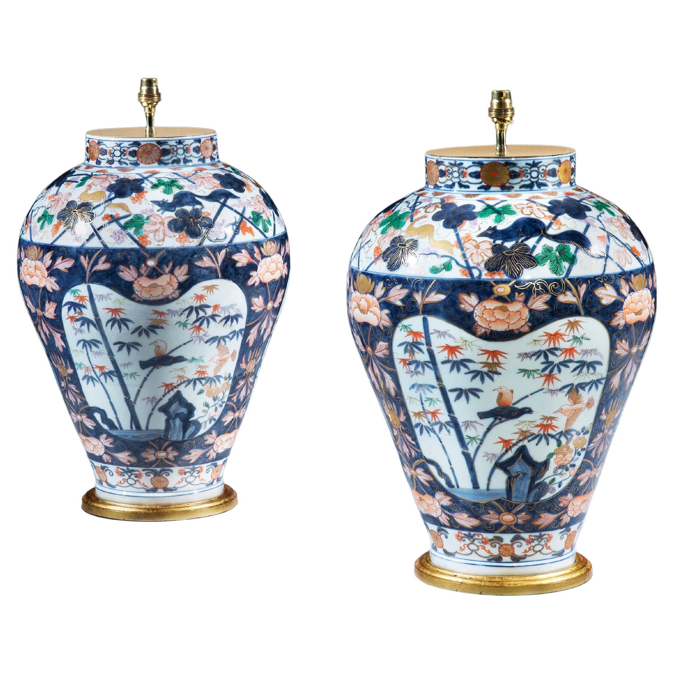 Pair of Large Samson Imari 19th Century Table Lamps For Sale at 1stDibs