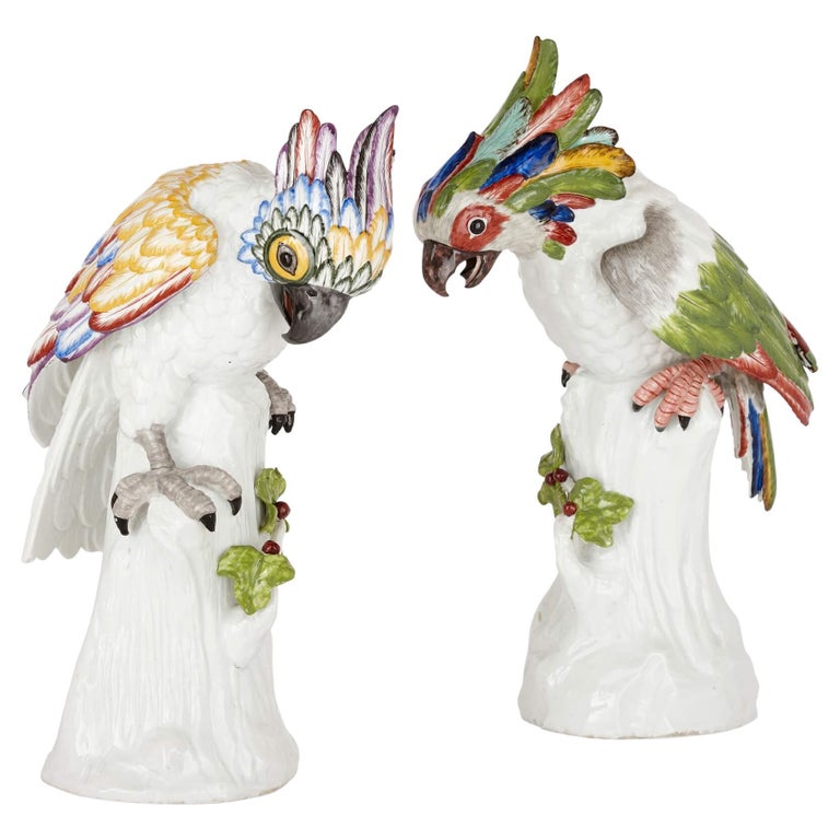 Pair of Large Samson Porcelain Cockatoo Models For Sale at 1stDibs